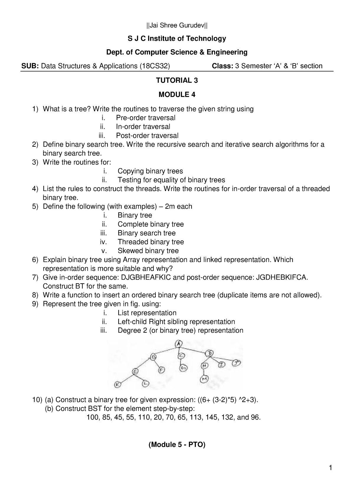 Data Structures Qb 1 Jai Shree Gurudev S J C Institute Of