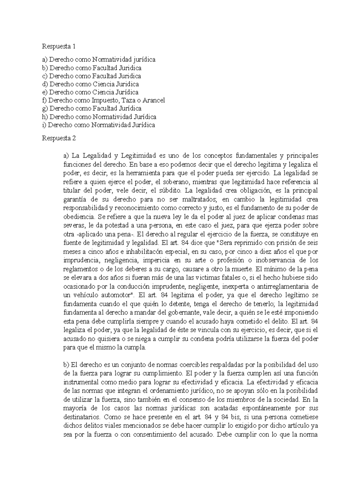 Parcial Introduccion Al Derecho Respuesta 1 A Derecho Como