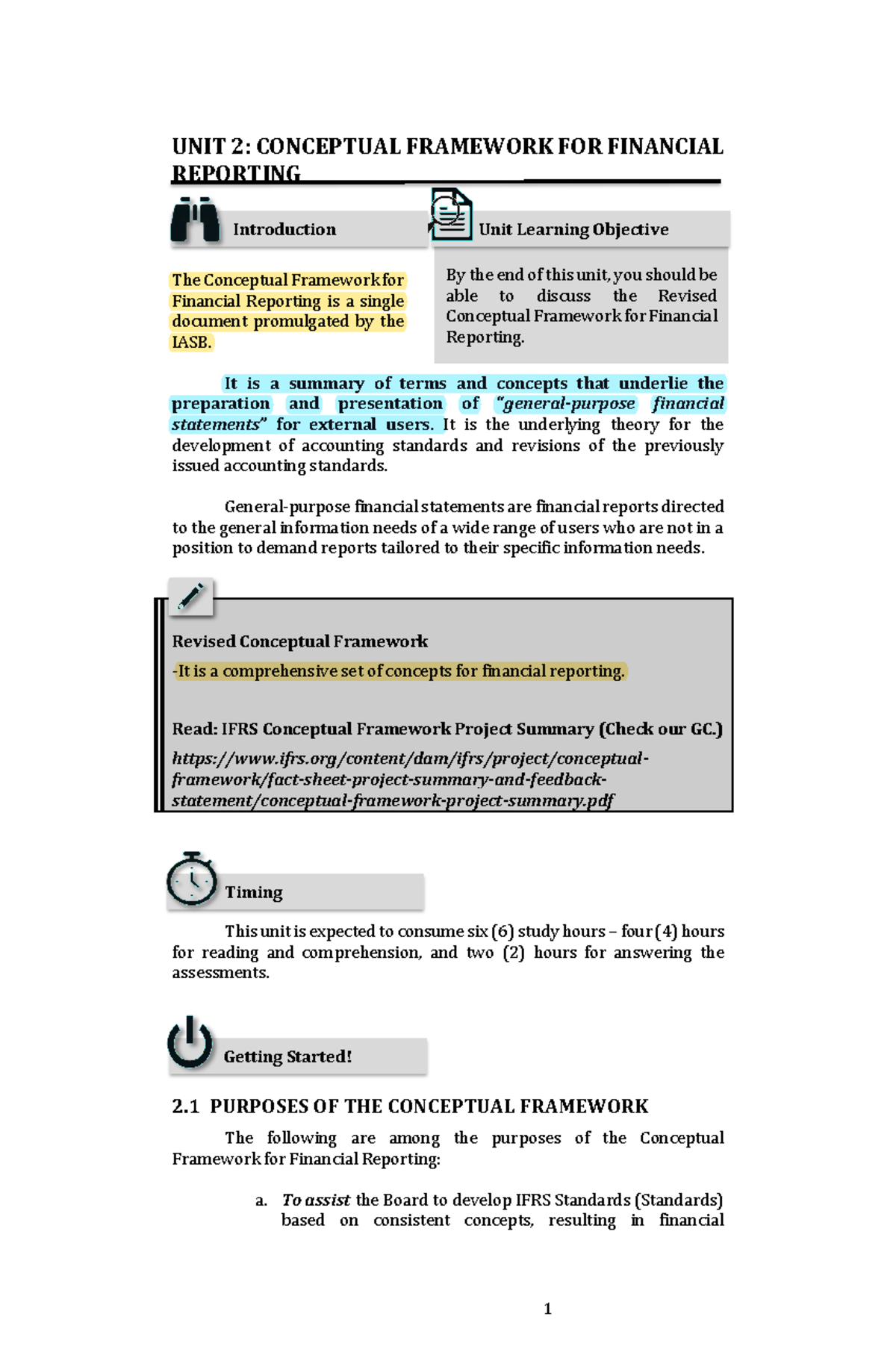 Unit 2 Conceptual Framework For Financial Reporting 1 Unit 2