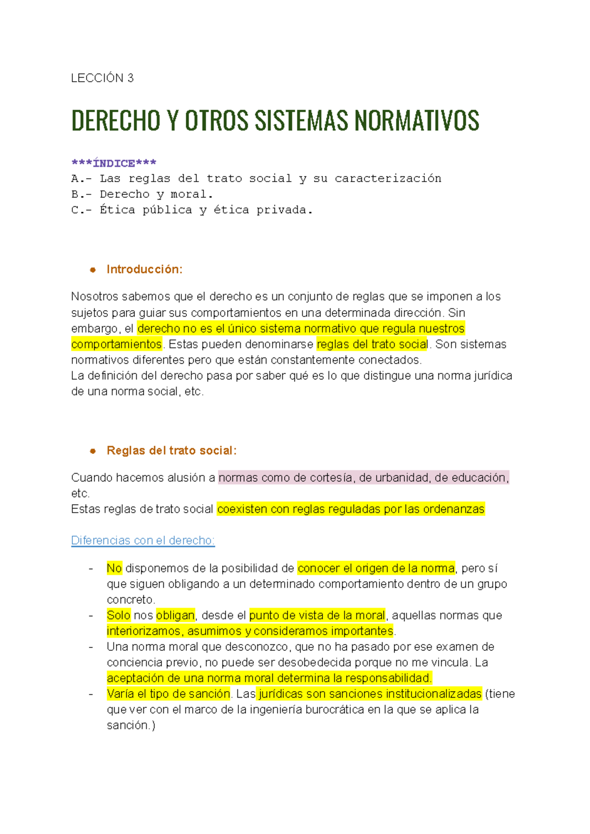 Tema 3 Derecho Y Otros Sistemas Normativos LecciÓn 3 Derecho Y Otros