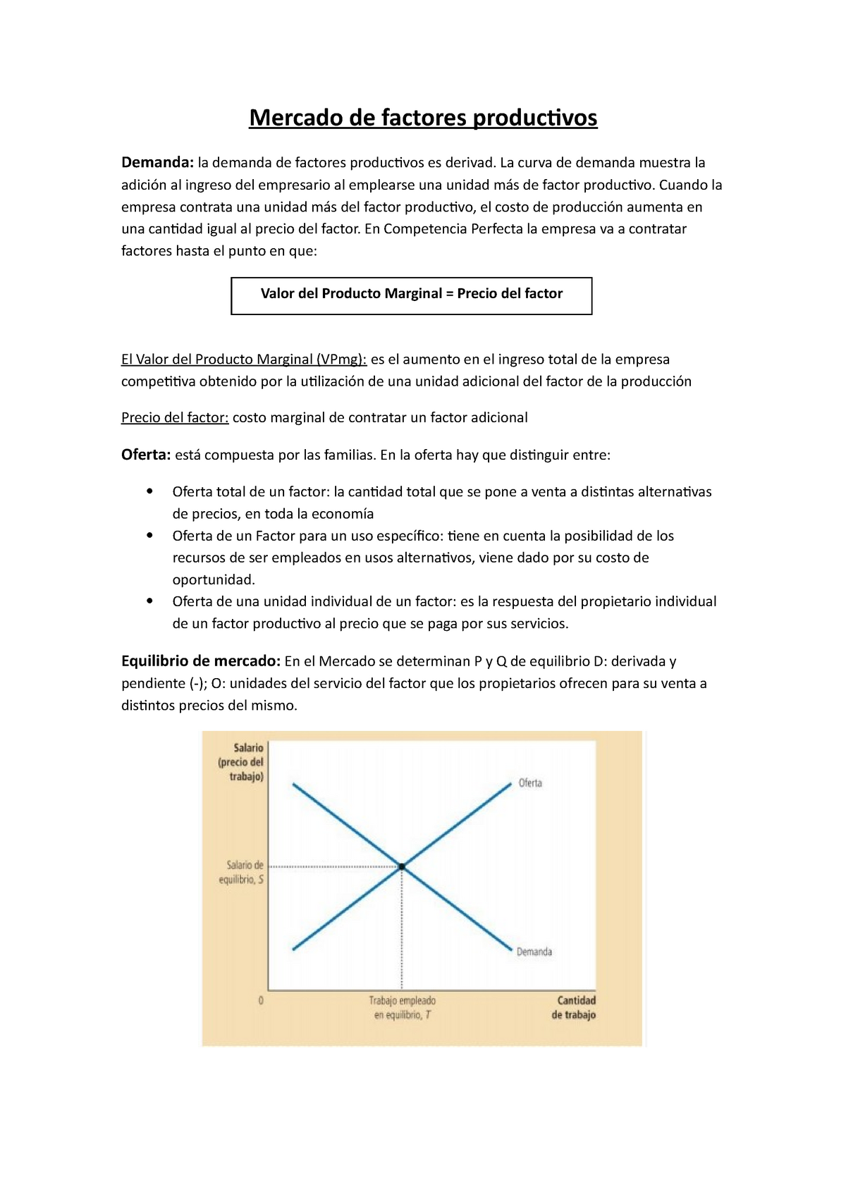 2do Parcial Economia Mercado De Factores Productivos Demanda La