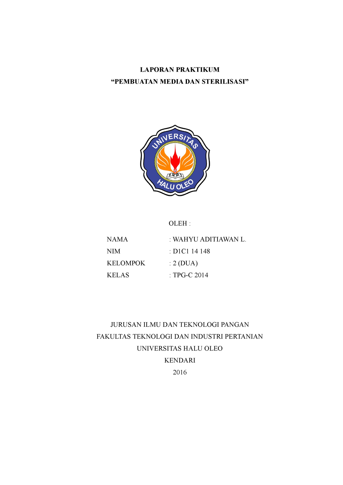 Laporan Media Dan Sterilisasi Laporan Praktikum “pembuatan Media Dan