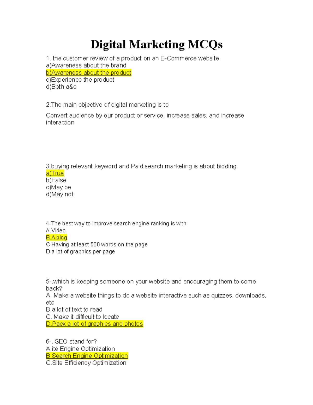 Digital Marketing Mcq Dr Iman S Copy Copy Digital Marketing Mcqs 1