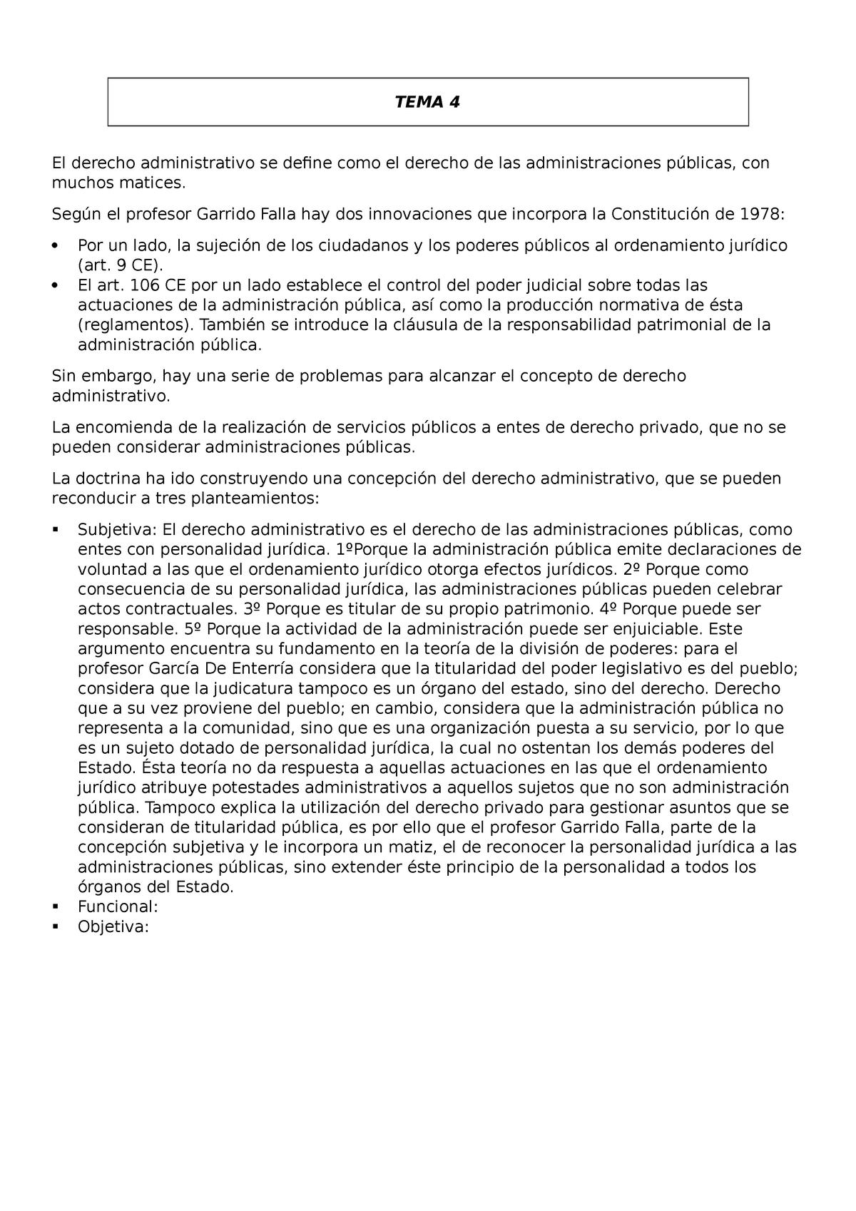 Tema 4 Apuntes 4 Tema 4 El Derecho Administrativo Se Define Como El