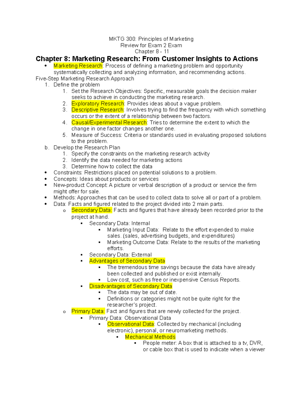 Mktg 300 Midterm 2 Mktg 300 Principles Of Marketing Review For Exam