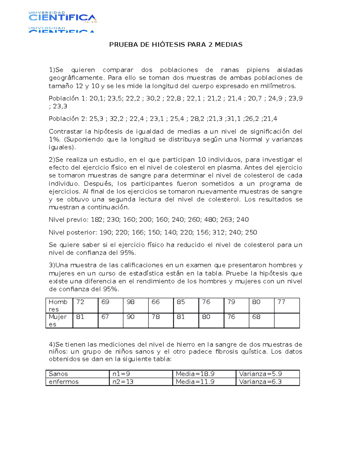 Semana 12 Ho9la Prueba De HiÓtesis Para 2 Medias 1se Quieren