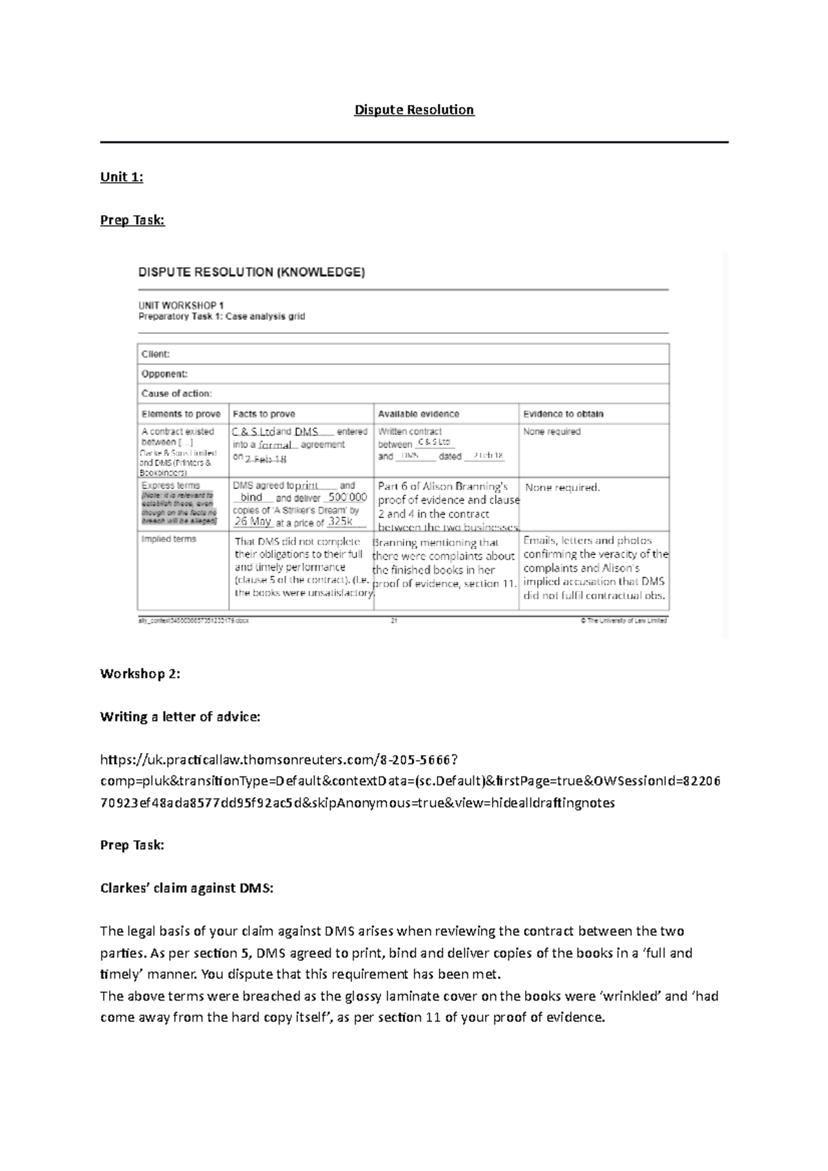 Dispute Resolution Notes Dispute Resolution Unit 1 Prep Task