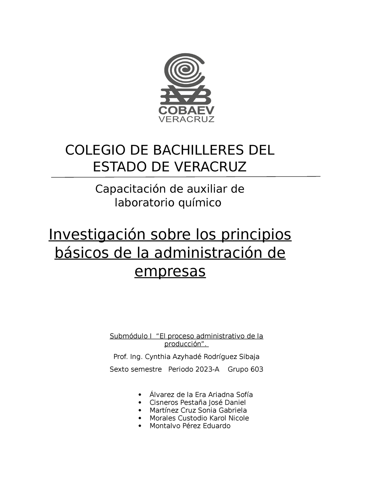 Principios Básicos De La Administración De Empresas Submódulo I “el