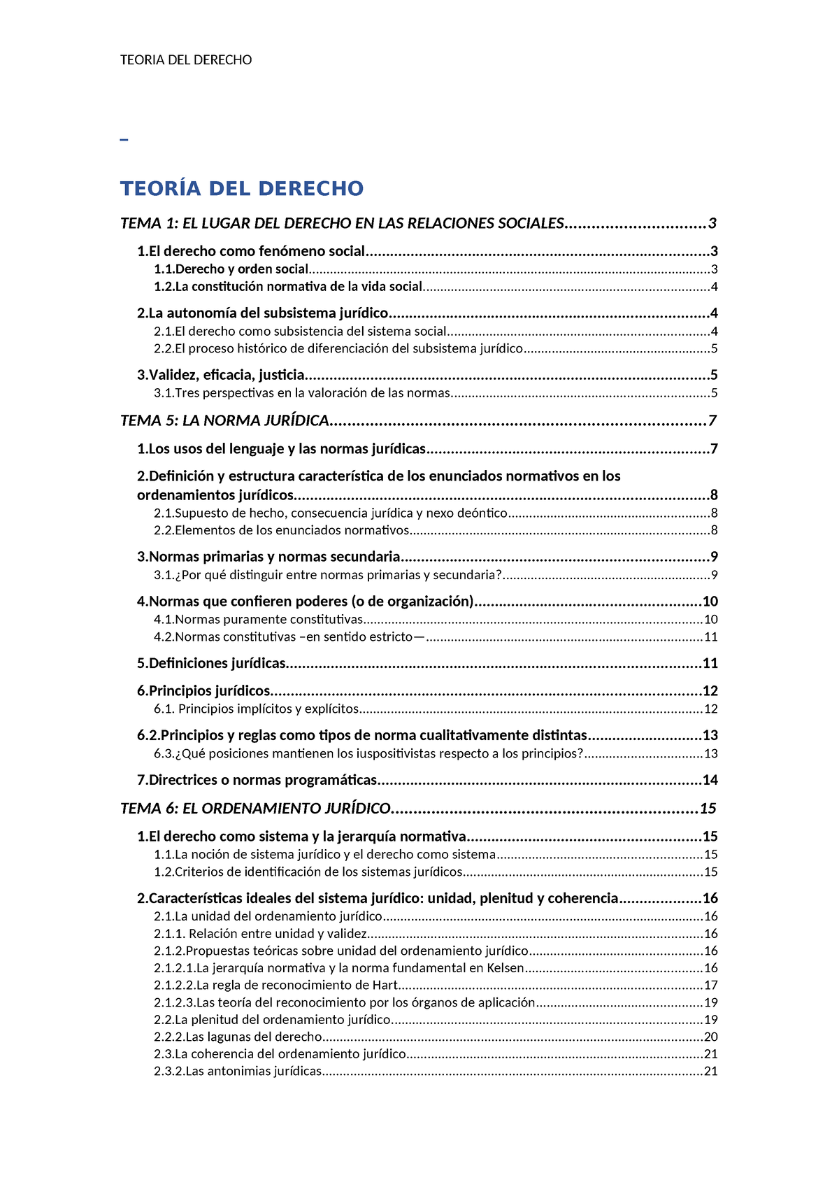 Teoria Del Derecho Resumen TeorÍa Del Derecho Tema 1 El Lugar Del