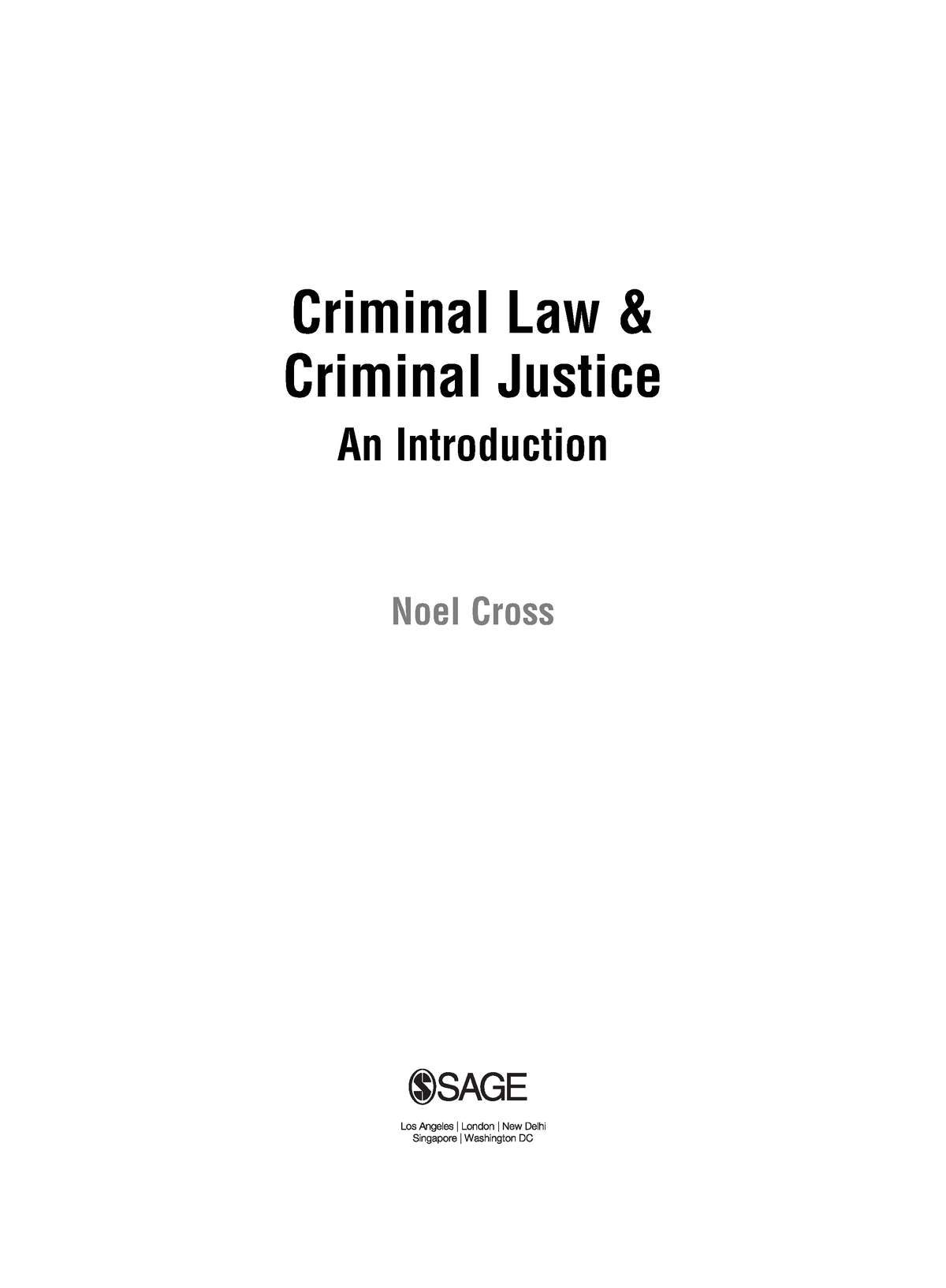 Actus Reus Criminal Law And Criminal Justice An Introduction Noel Cross