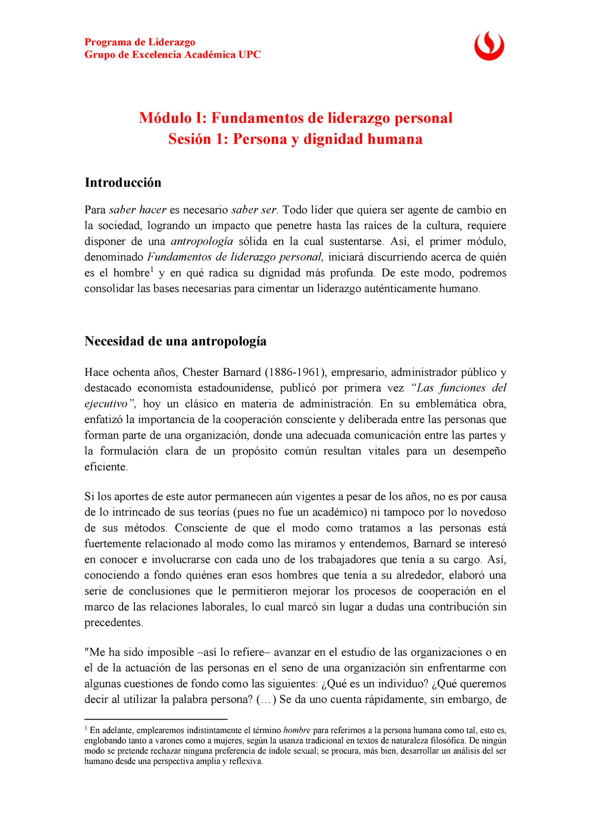 Paper Sesión 1 Persona Y Dignidad Humana Grupo De Excelencia