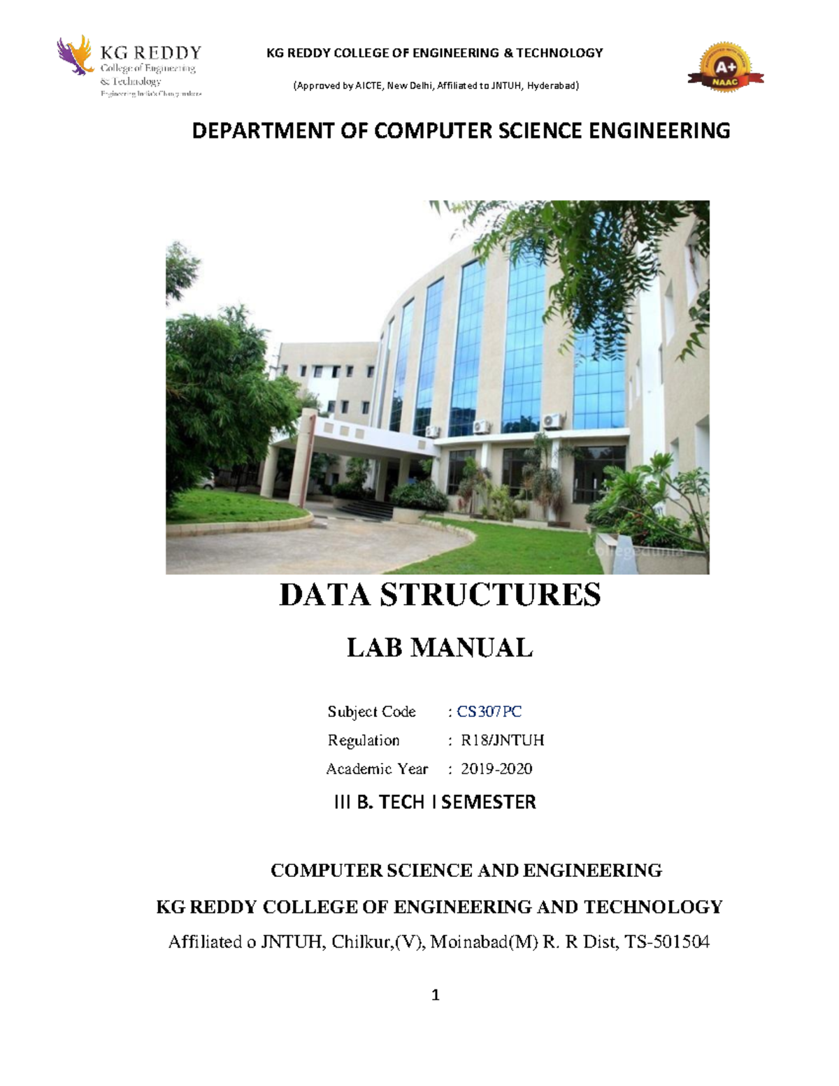 Data Structures Lab Manual Approved By Aicte New Delhi Affiliated