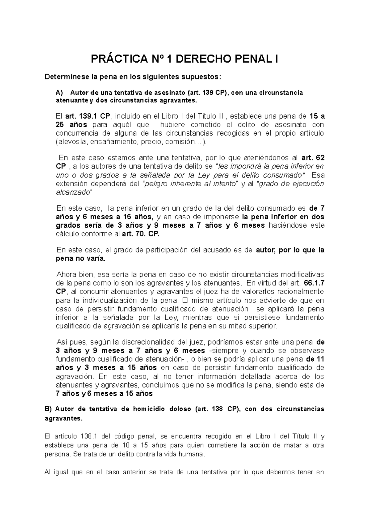 Práctica Nº 1 Derecho Penal I PrÁctica Nº 1 Derecho Penal I