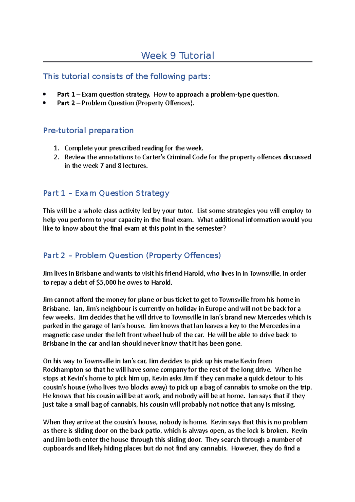 Llb106 Week 9 Tutorial Week 9 Tutorial This Tutorial Consists Of The