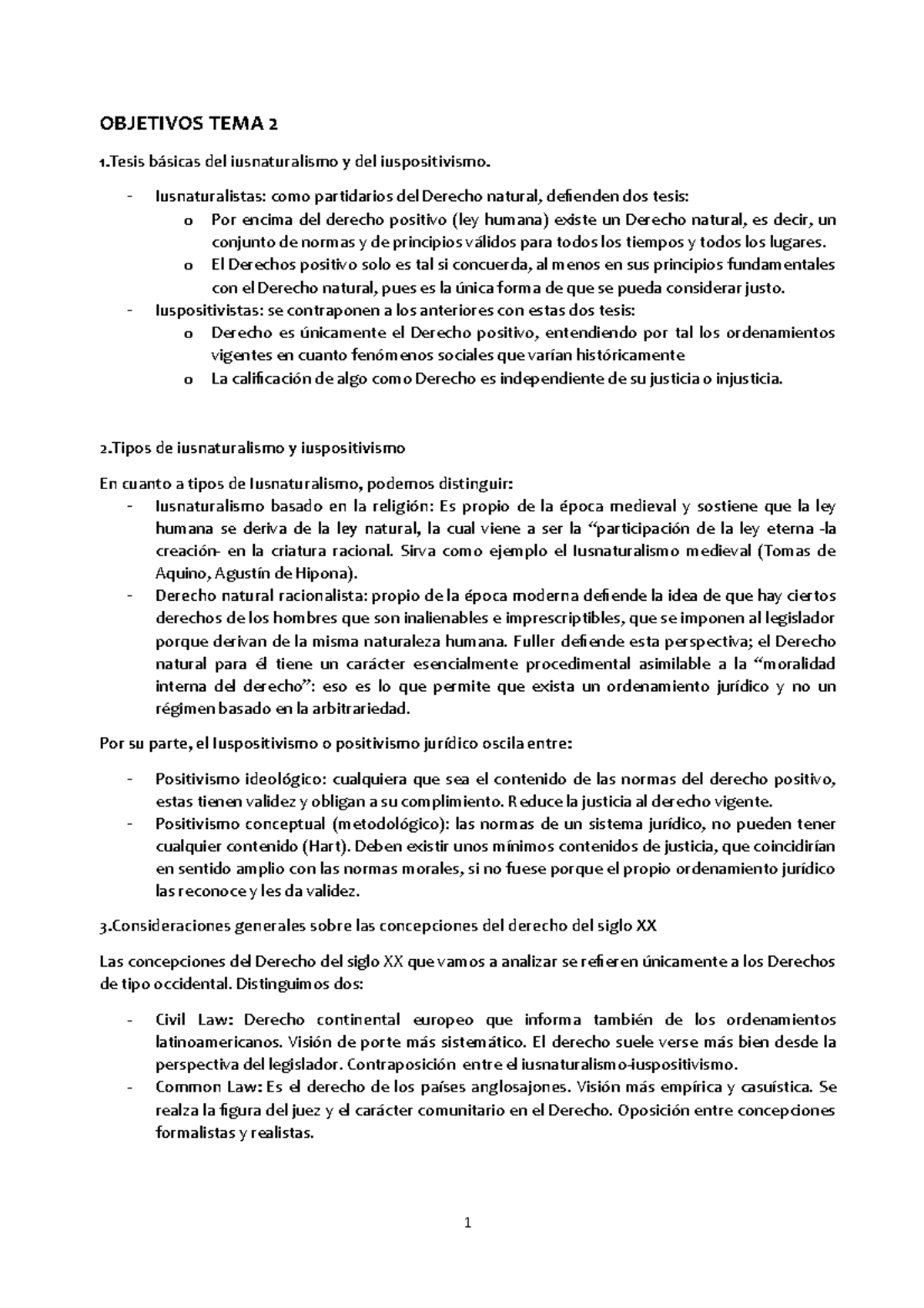 Objetivos Tema 2 Objetivos Tema 2 1 Básicas Del Iusnaturalismo Y Del