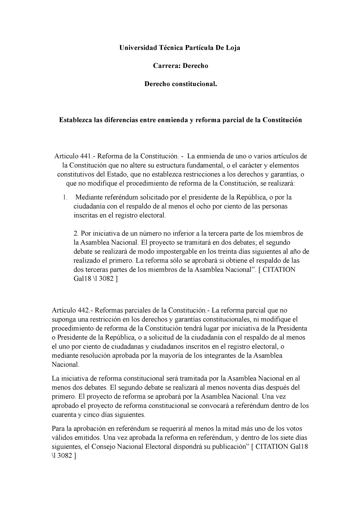 Diferencias Entre Enmienda Y Reforma Parcial De La Constitución