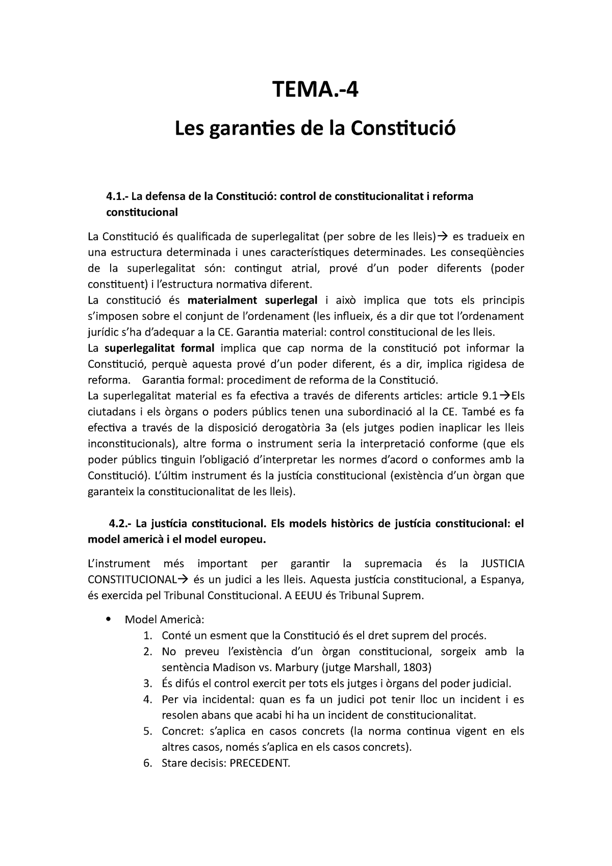 Apunts Primer Semestre Tema Les Garanties De La Constitució 4 La