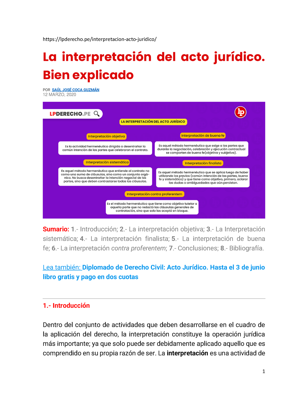 16 La Interpretación Del Acto Jurídico Bien Explicado Coca Guzman