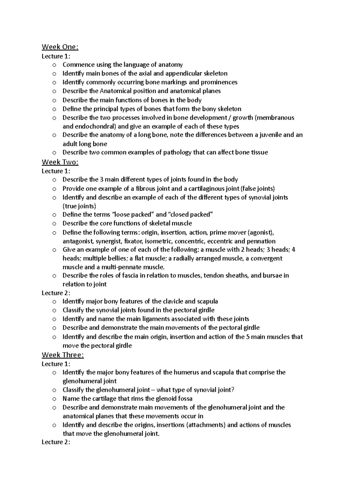 Hubs1105 Final Exam Checklist Week One Lecture 1 O Commence Using