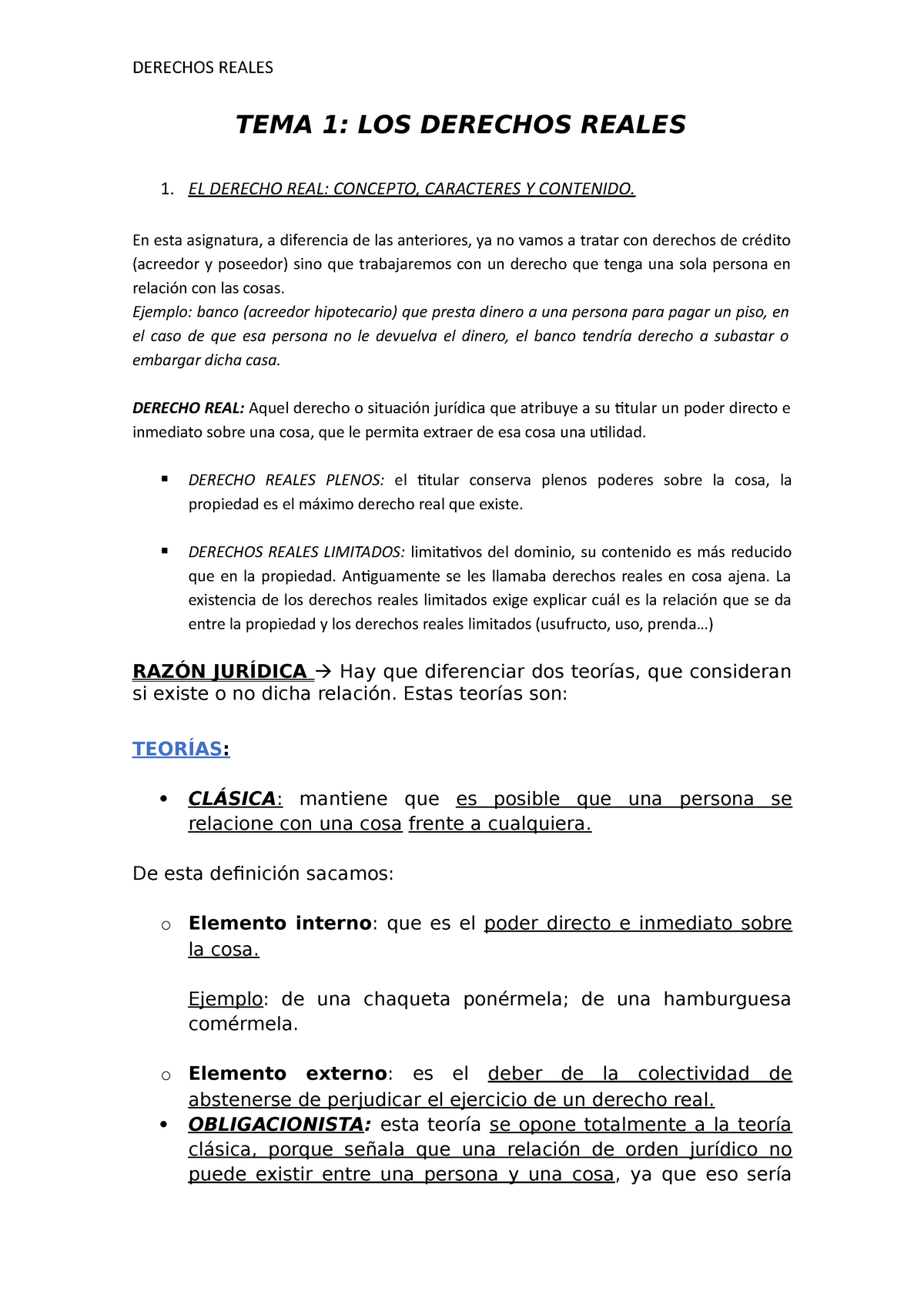 Tema 1 Reales Apuntes 1 Tema 1 Los Derechos Reales 1 El Derecho