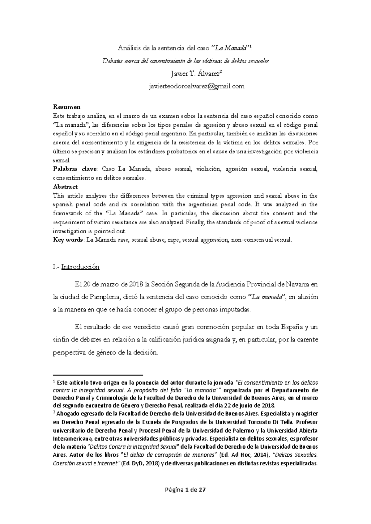 Alvarez Caso La Manada Análisis De La Sentencia Del Caso “la Manada