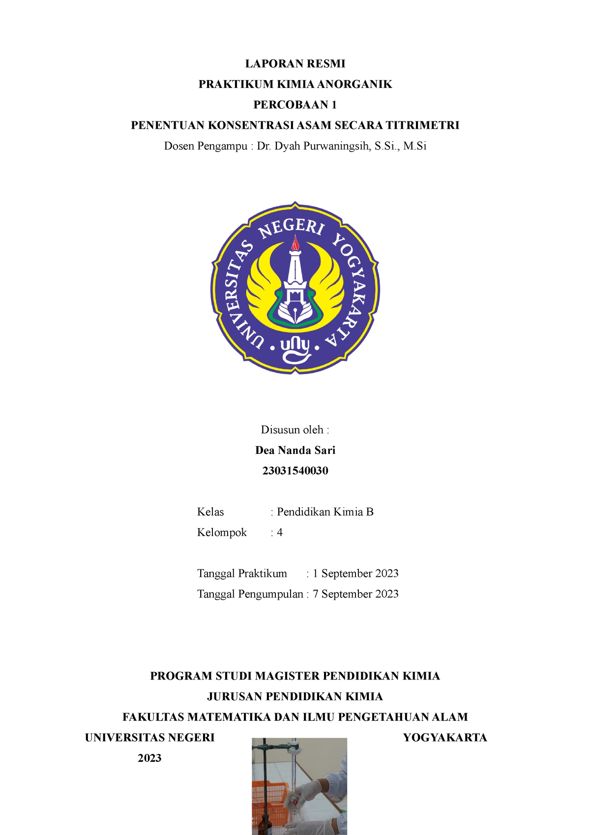 Dea Nanda Sari Laporan Resmi Percobaan 1 Laporan Resmi Praktikum