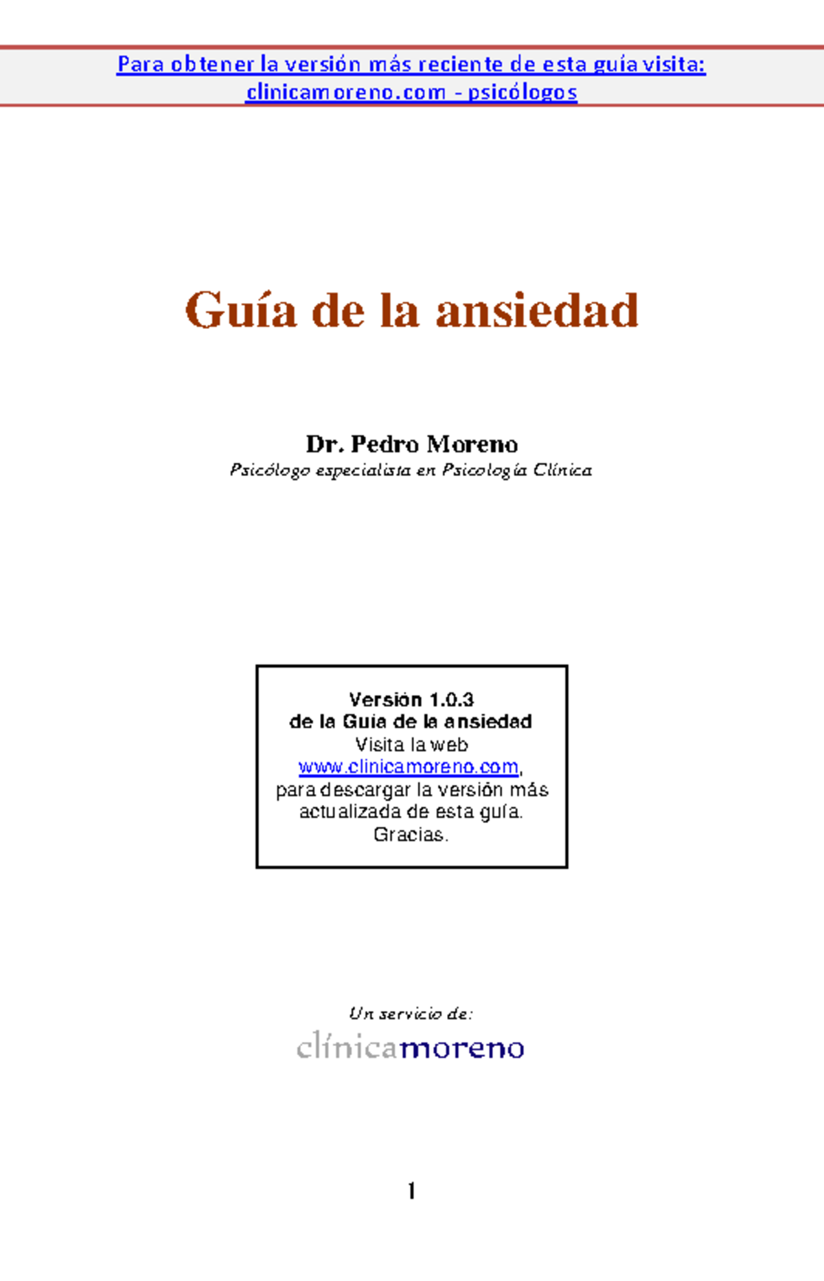 Ansiedad Clinicamoreno Psicólogos Guía De La Ansiedad Dr Pedro