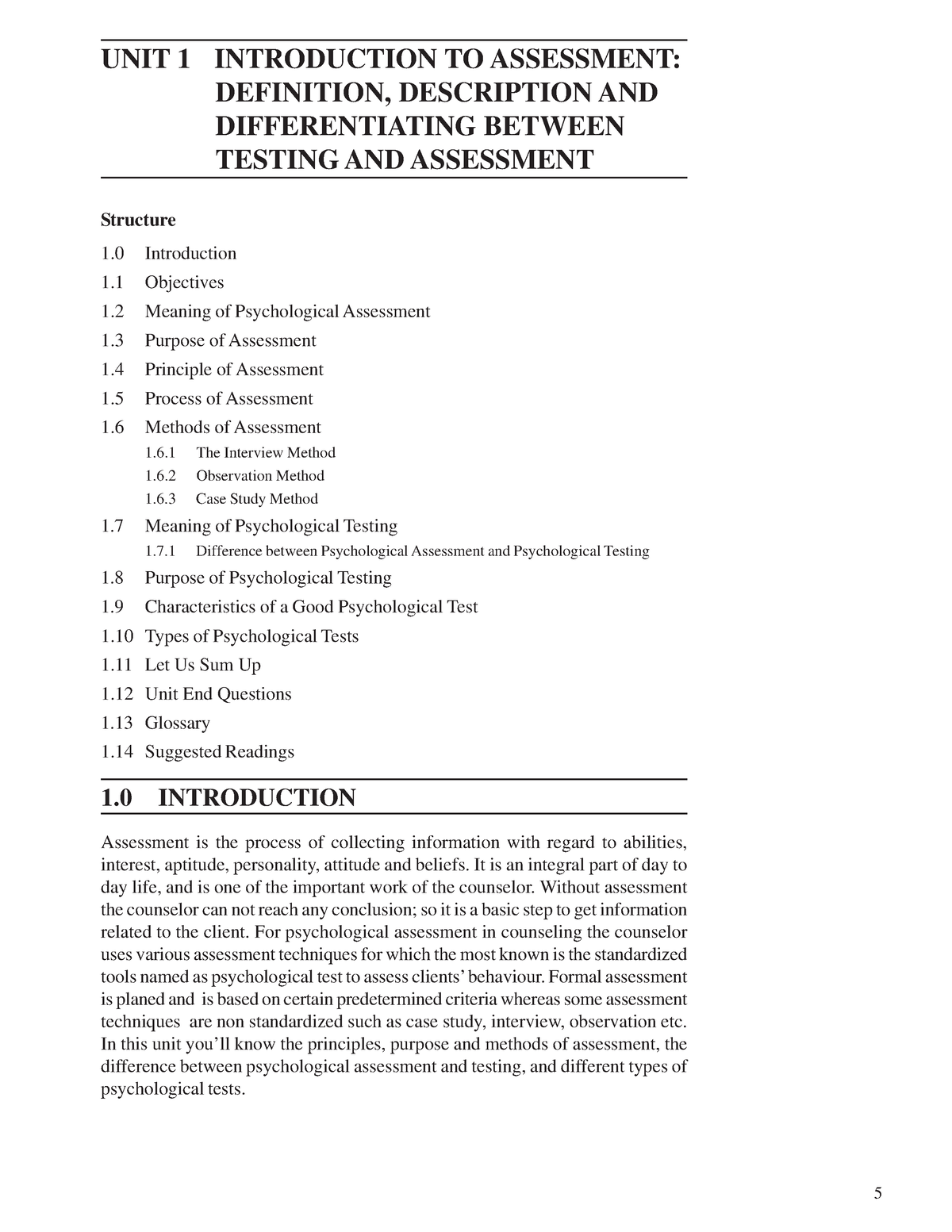 Unit 1 Psychological Testing And Assessment Introduction To