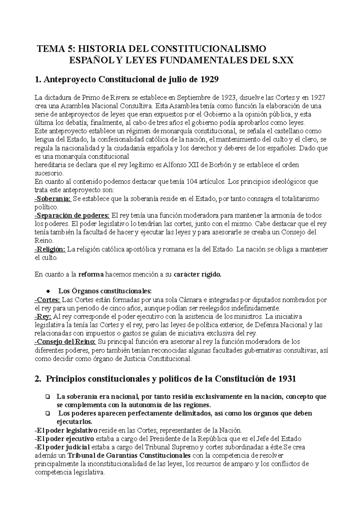 Historia Del Constitucionalismo Español Y Leyes Fundamentales Tema 5