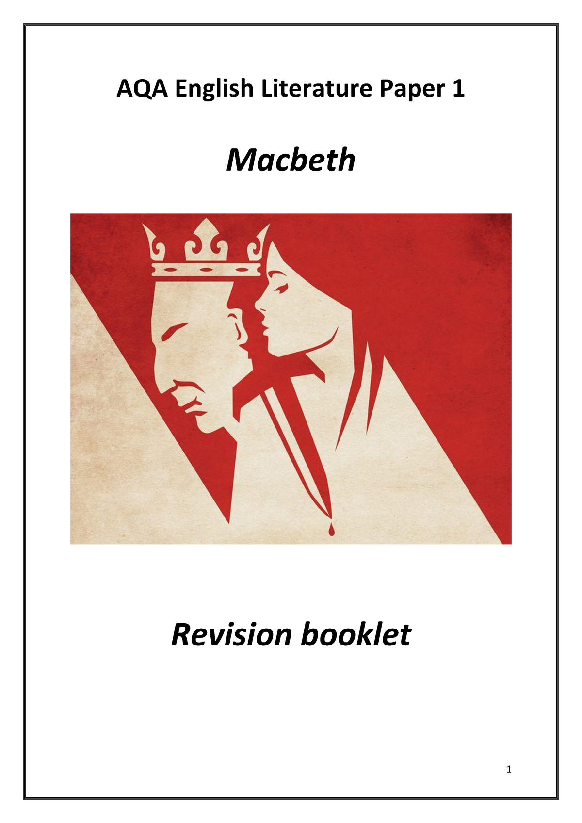 Macbeth Revision Booklet Aqa English Literature Paper 1 Macbeth