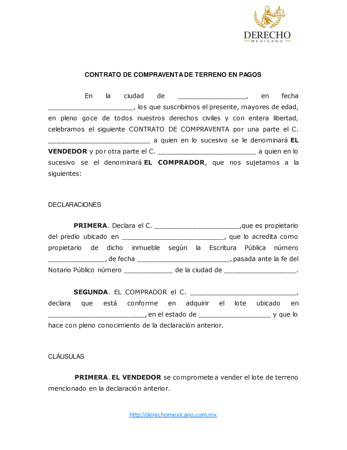 Contrato De Compraventa De Terreno En Pagos Contrato De Compraventa