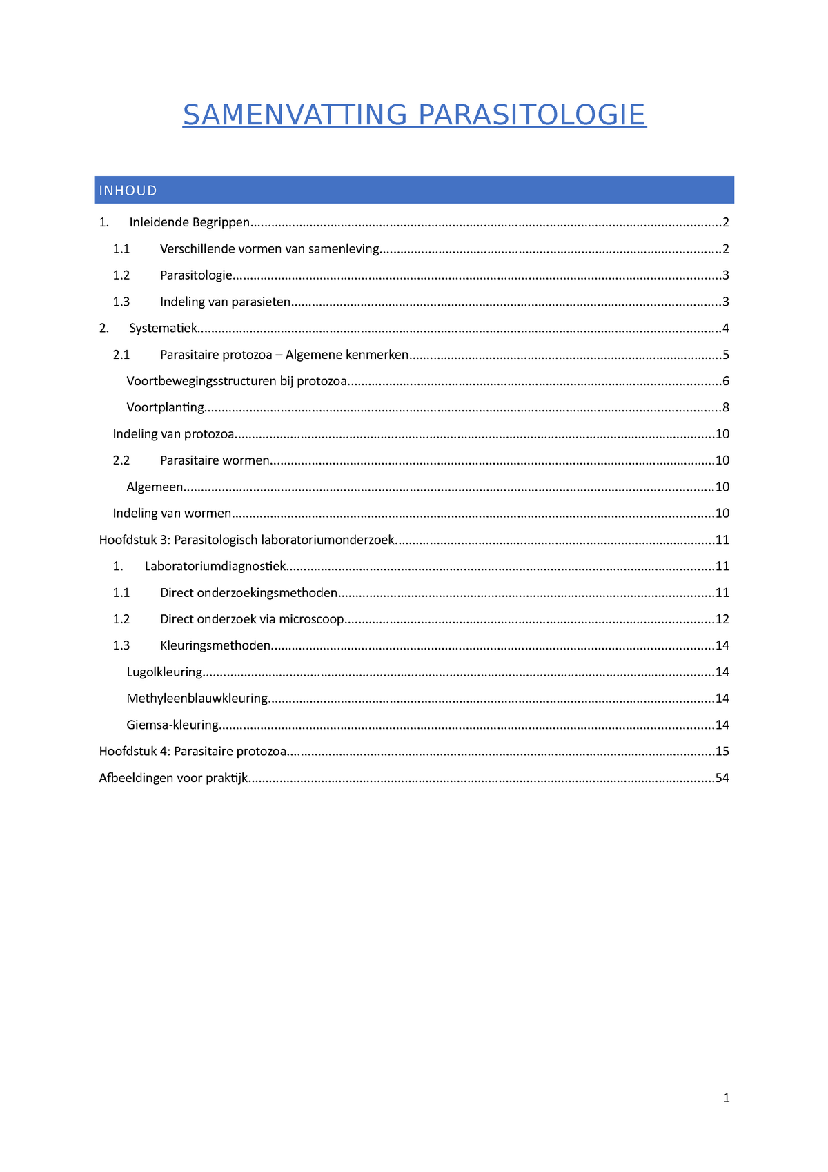 Samenvatting Parasitologie Samenvatting Parasitologie Inleidende