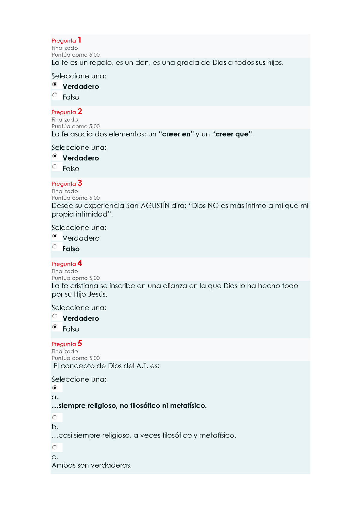 Preguntas Segundo Parcial Teología Pregunta 1 Finalizado Puntúa Como