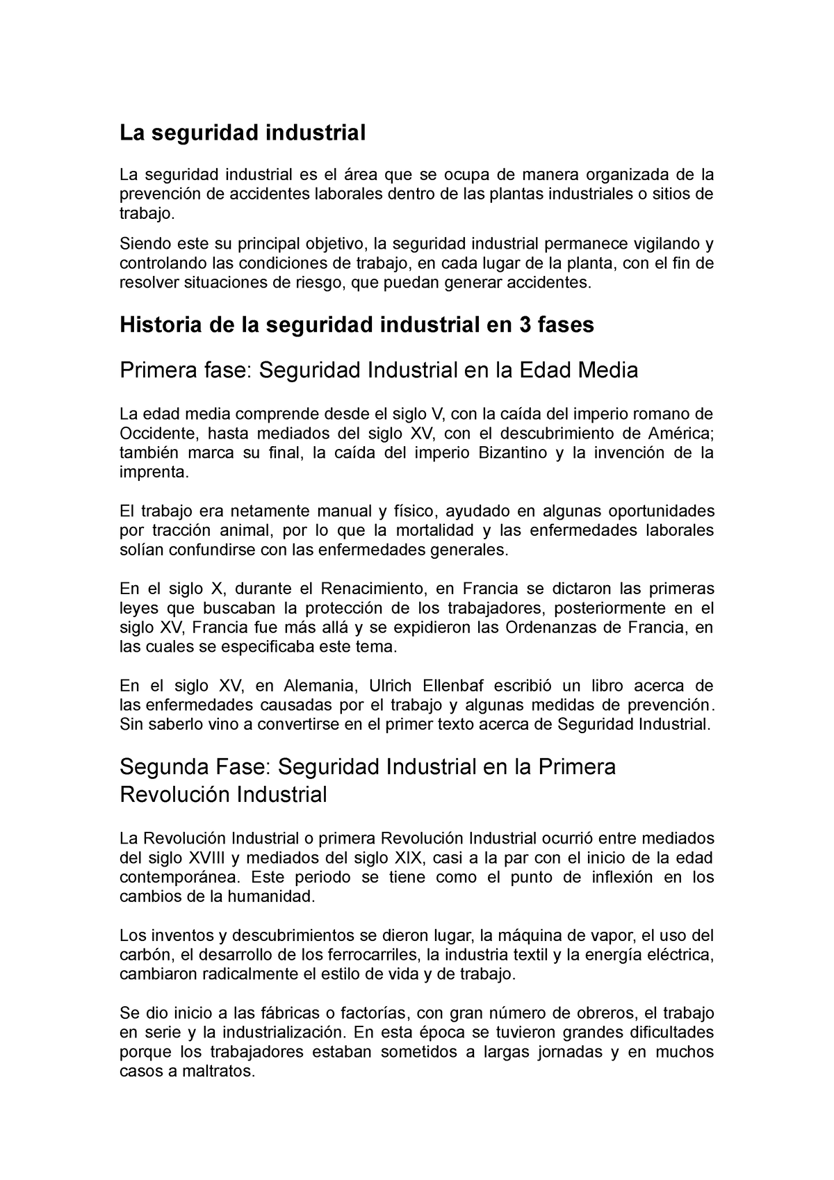 La Seguridad Industrial Siendo Este Su Principal Objetivo La