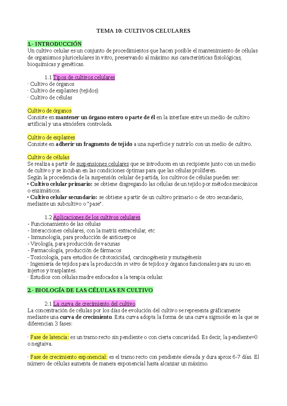 Tema 10 Cultivos Celulares Tema 10 Cultivos Celulares 1