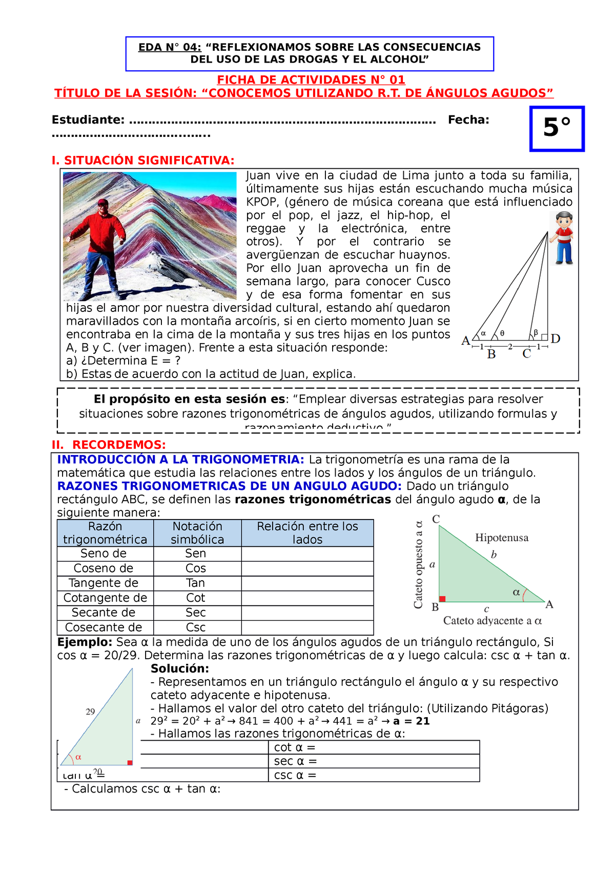 Ficha 1 5to Eda4 Ayudar Ficha De Actividades N° 01 TÍtulo De La