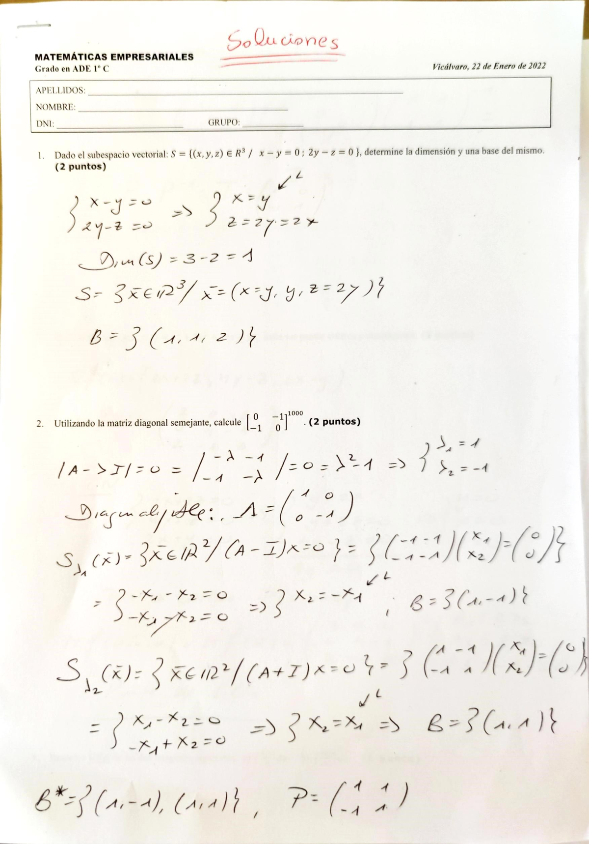 Sex Mat Emp 1c 22 1 22 Examen De Matemáticas Matemáticas