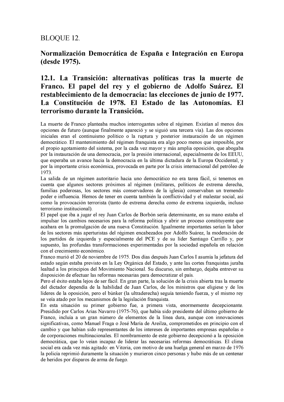 Bloque 12 Bloque 12 Normalización Democrática De España E