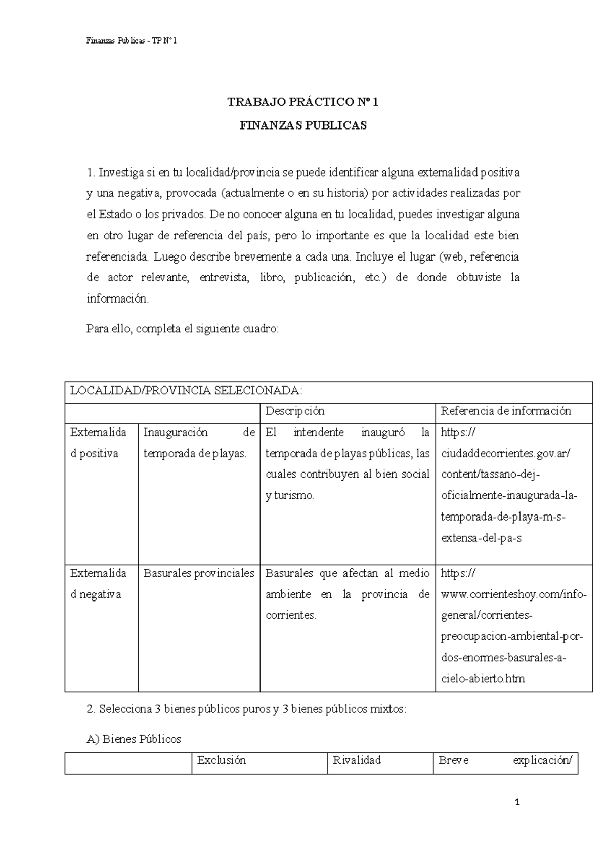 Tp N°1 Finanzas Publicas Trabajo PrÁctico Nº 1 Finanzas Publicas 1