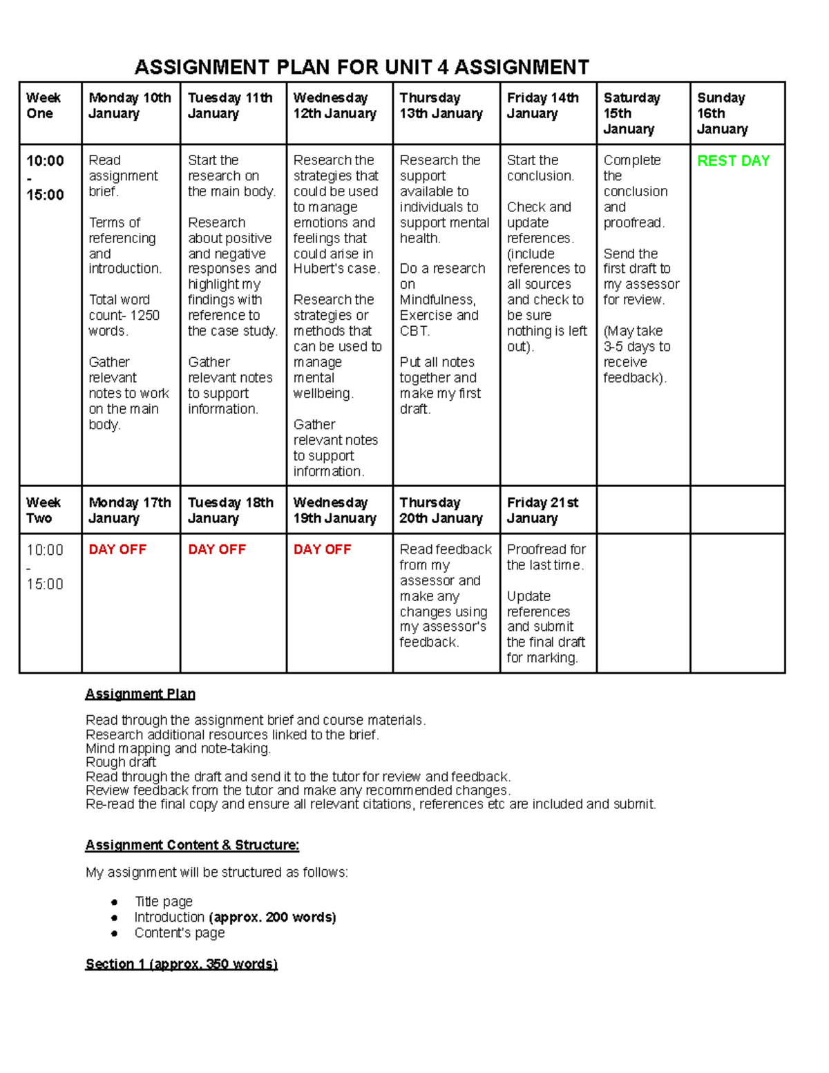 Unit 3 Question From Preparing A Written Assignment Assignment Plan