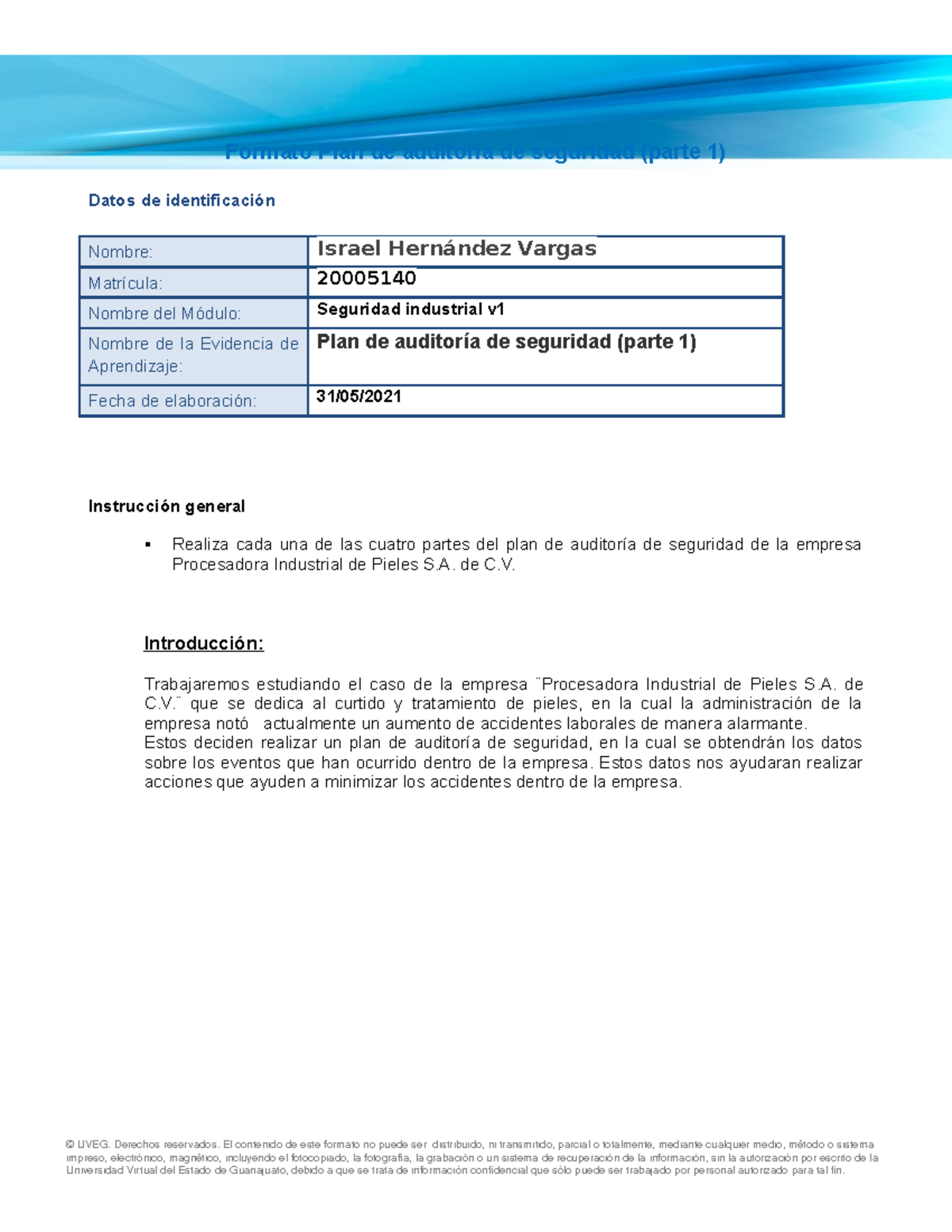 Plan Auditoria Seguridad I Formato Plan De Auditoría De Seguridad