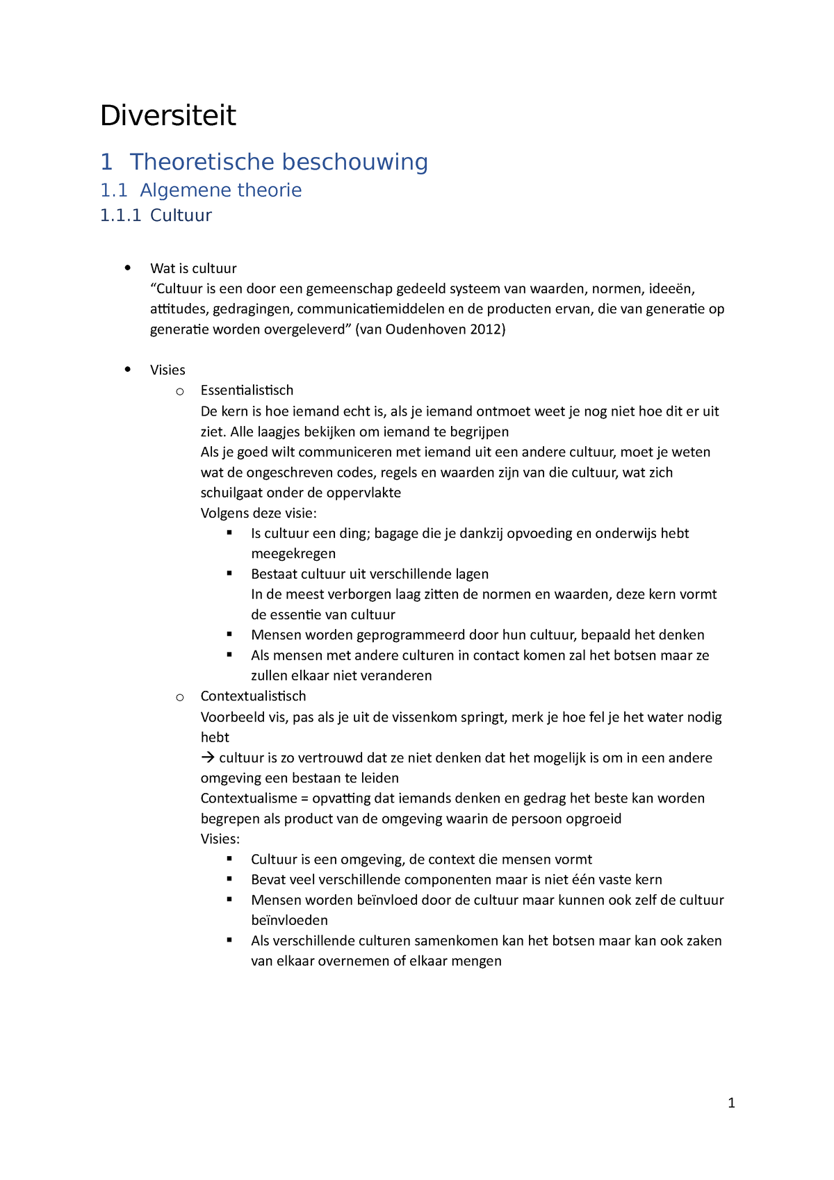 Diversiteit Samenvatting Examen Diversiteit 1 Theoretische