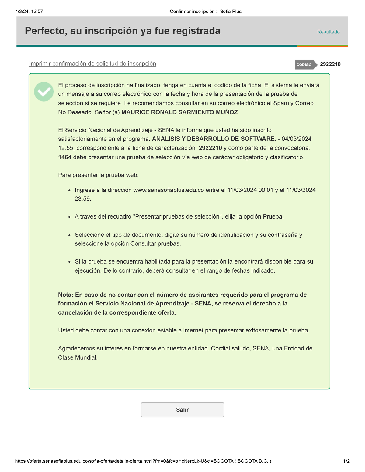 Analisis Y Desarrollo De Software Sofia Plus 4324 1257 Confirmar