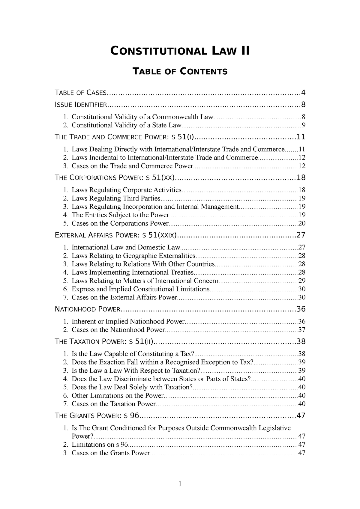 Constitutional Law 2 Exam Notes Constitutional Law Ii Table Of Cases