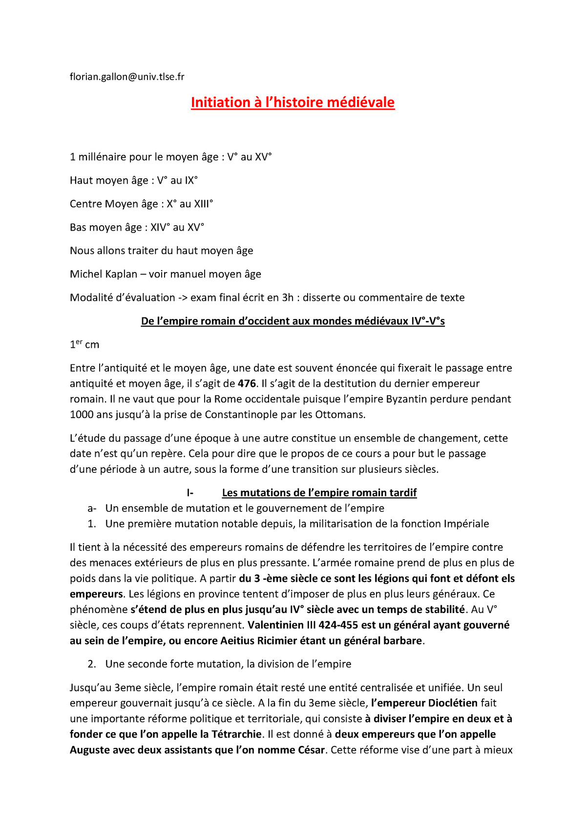 Cm 1 Et 2 Histoire Medievale L1 Florianunivtlse Initiation à L