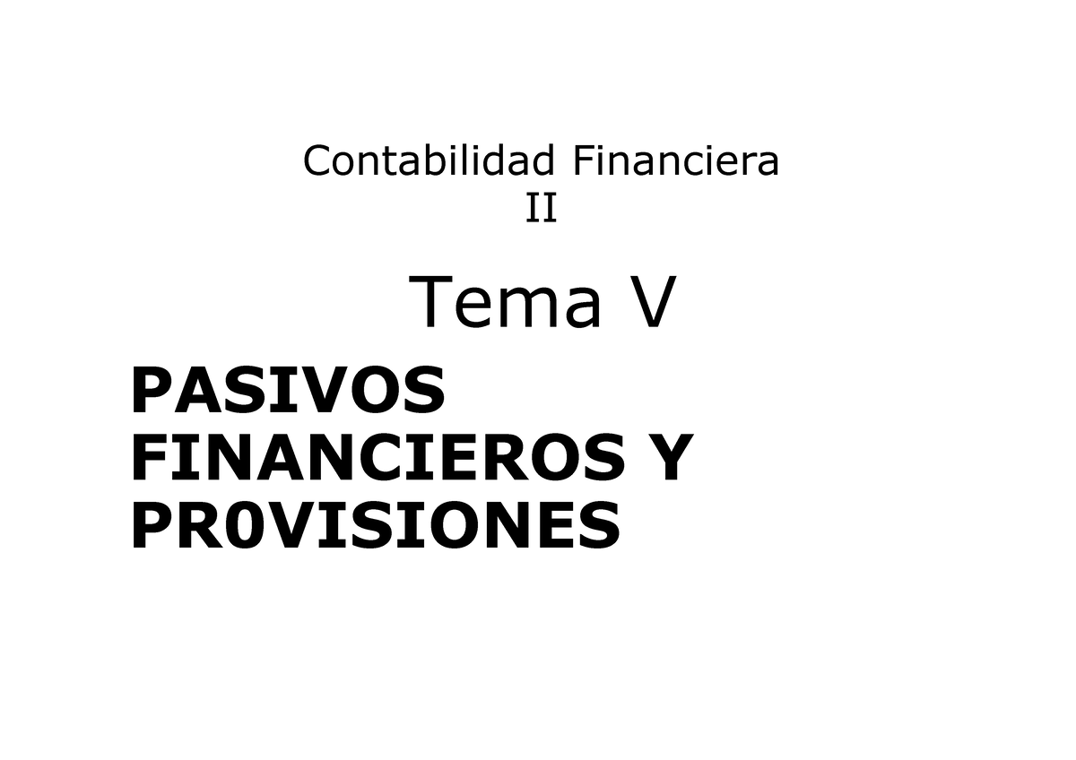 Tema 5 Pasivos Financieros Contabilidad Financiera Ii Tema V