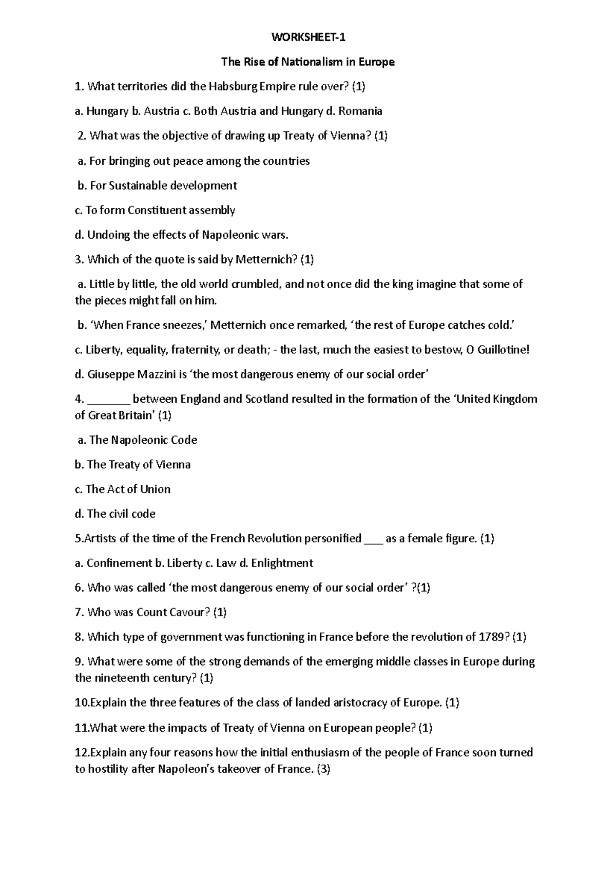 Worksheets Class 10 Helpful Worksheeets Worksheet The Rise Of