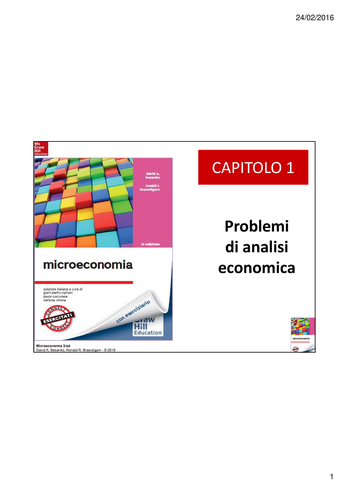 Capitolo 1 Capitolo 1 Problemi Di Analisi Economica Microeconomia