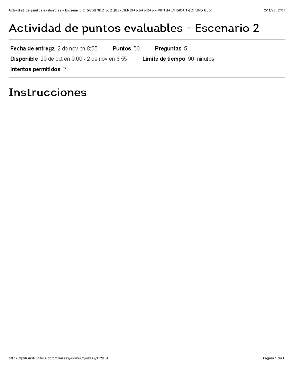 11 Fisica 1 Quiz Quiz Escenario 2 Actividad De Puntos Evaluables