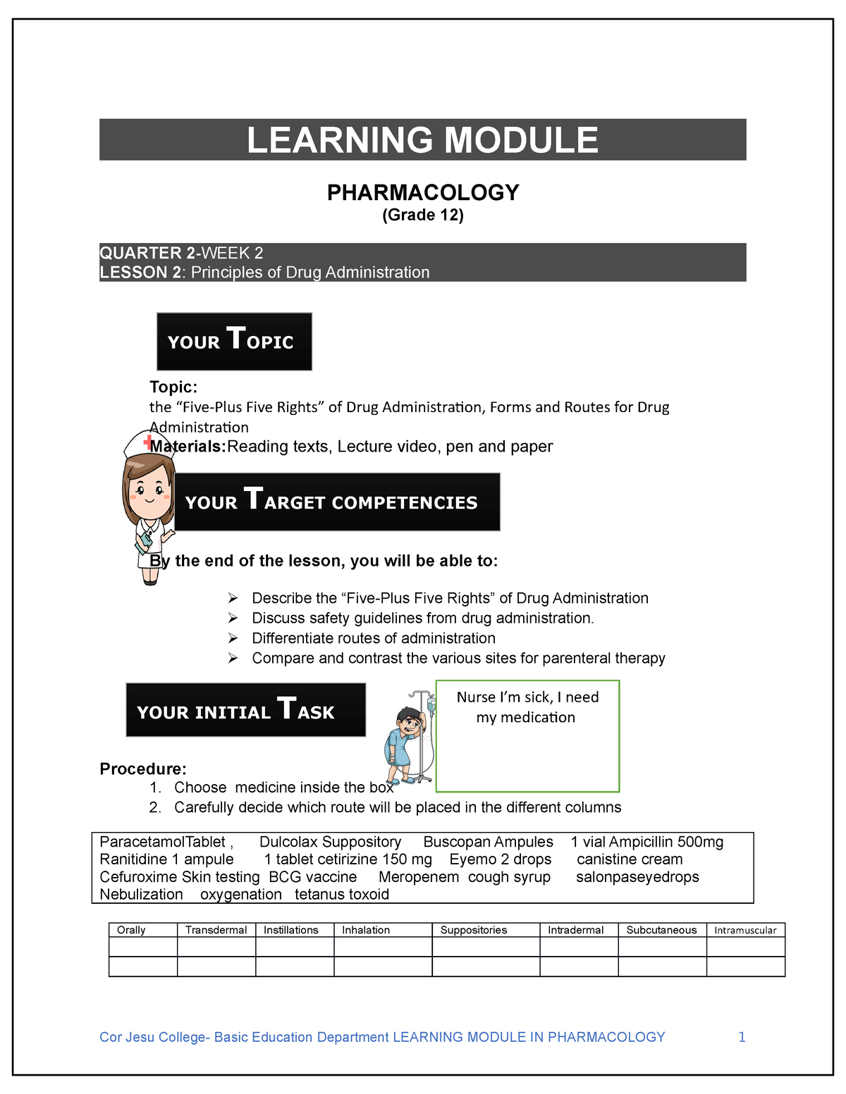 2020 Sh Pharma Module 2 Notes Learning Module Pharmacology Grade